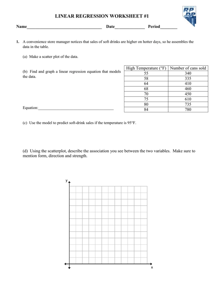 LINEAR REGRESSION WORKSHEET 1 - Quadraticworksheet.com LINEAR REGRESSION WORKSHEET 1 - Quadraticworksheet.com